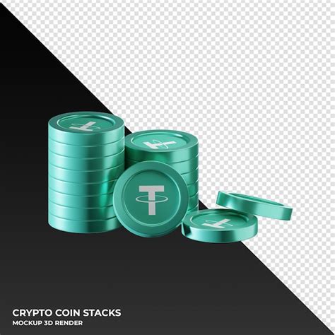 Premium Psd Tether Usdt Coin Stacks Cryptocurrency 3d Render Illustration