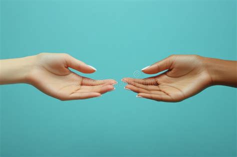 Two Hands Are Touching Each Other On A Blue Background Stock Image Image Of Friendship Love
