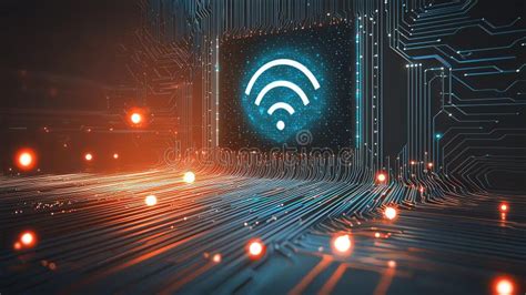 Futuristic Circuitry With Wireless Network Symbol Glowing Brightly 5g