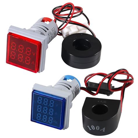 Qccan 2pcs Led Display Voltmeter Ac 60 500v 0 100a Square