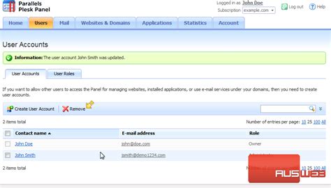 create a user account in plesk web24