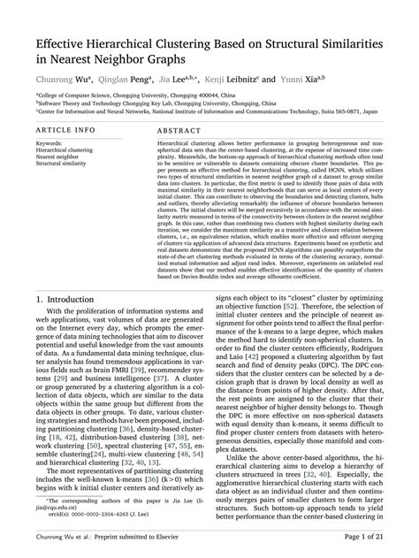 Pdf Effective Hierarchical Clustering Based On Structural