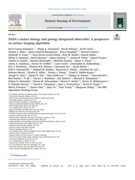 Pdf Nasas Surface Biology And Geology Designated Observable A Perspective On Surface Imaging