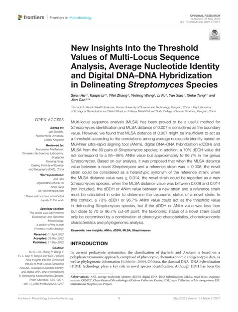 PDF New Insights Into The Threshold Values Of Multi Locus Sequence Analysis Average