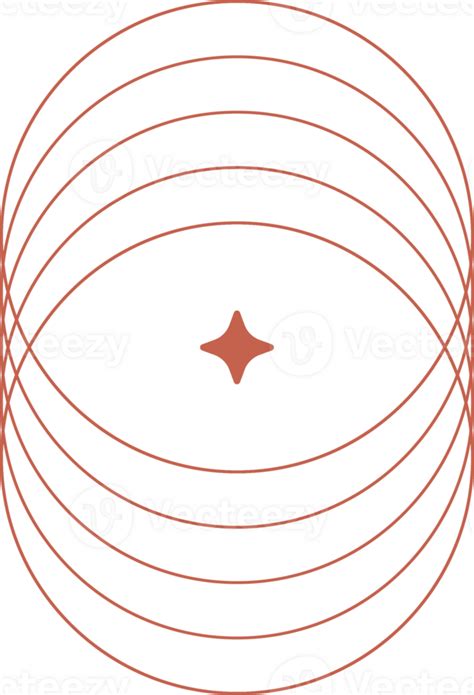 Aesthetic Ellipse Shape Outline Minimal Graphic Element With Stars Abstract Boho Orbits With