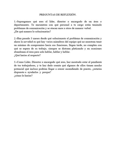 Preguntas De Reflexión Pdf