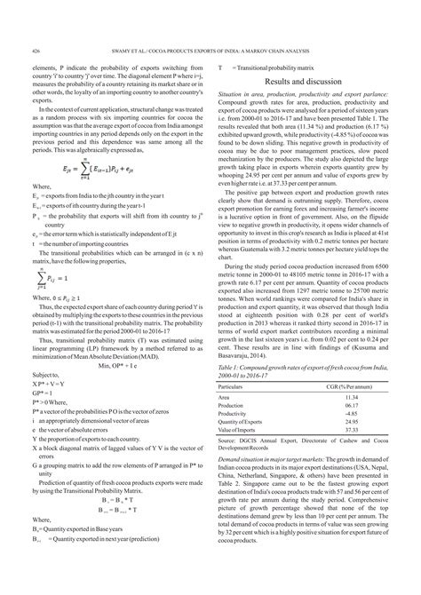 Cocoa Markov Chain Analysis Pdf