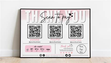 Editable QR Code Sign Printable Payment Sign Scan To Pay Template Scan To Pay Sign Scan To