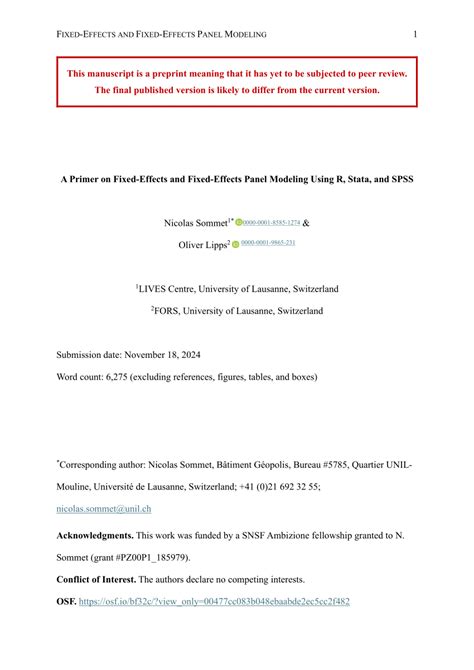 Pdf A Primer On Fixed Effects And Fixed Effects Panel Modeling Using