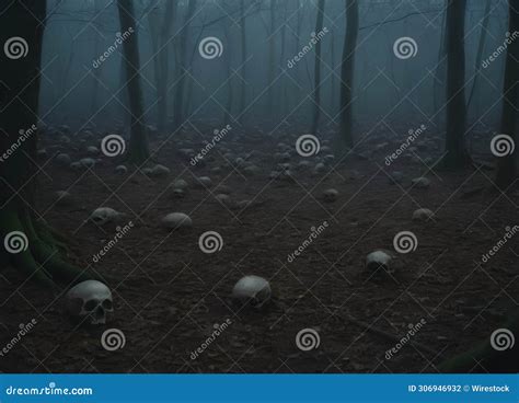 Ai Generated Illustration Of Skeletons Through An Eerie Forest