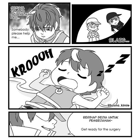 lukisan boboiboy blaze hitam putih - AlenataroPreston