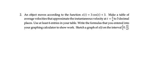 solved 2 an object moves according to the function s t 3