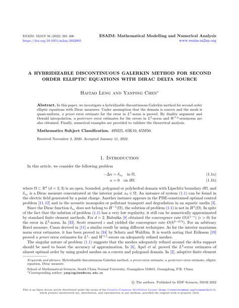 Pdf A Hybridizable Discontinuous Galerkin Method For Second Order