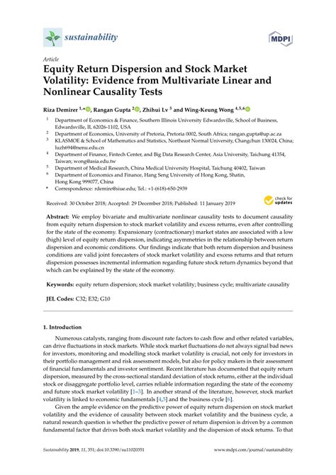 Pdf Equity Return Dispersion And Stock Market Volatility Evidence