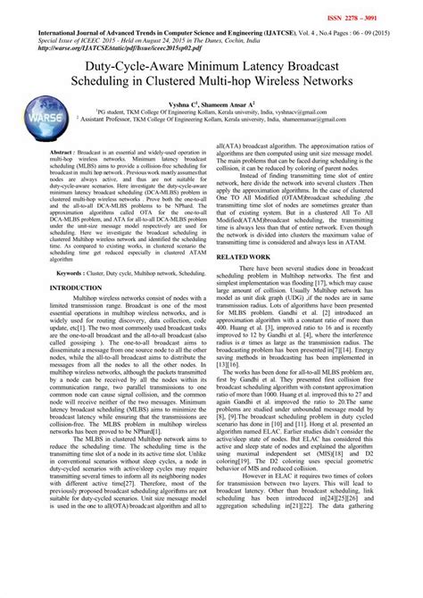 pdf duty cycle aware minimum latency broadcast scheduling in
