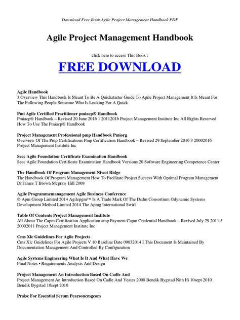 Agile Project Management Handbook Agile Software Development