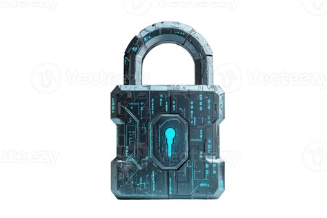 Futuristic Digital Padlock With Glowing Circuits Representing Cyber