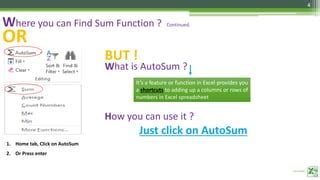 Excel Autosum PPT