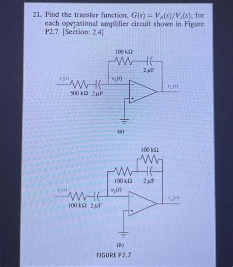 Solved 21 Find The Transfer Function G S Vo S Vi S For