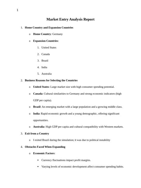 Market Entry Analysis Report Pdf Market Economics Franchising