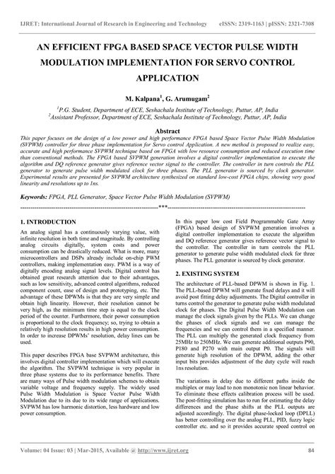 An Efficient Fpga Based Space Vector Pulse Width Modulation Implementation For Servo Control