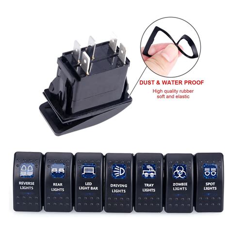 Adpow 5pin Car Switch Boat Truck Light Toggle Switch Waterproof 24v Bar