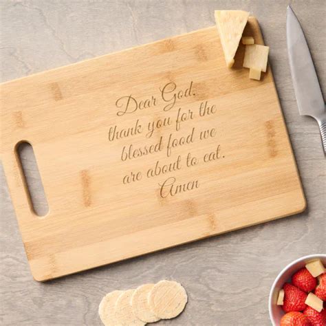 Custom Elegant Catholic Prayer For Food Engraved Cutting Board Zazzle