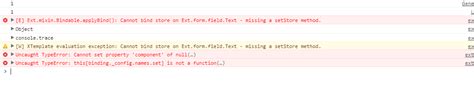 Javascript Cannot Bind Store On Ext Form Field Text Missing A SetStore Method Stack Overflow