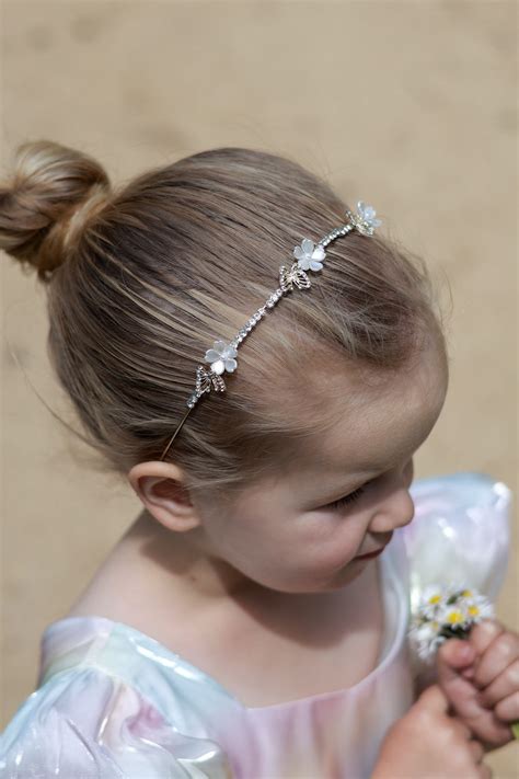 Butterfly Blossom Girls Gold Headband Flower Girl Gold Headpiece With