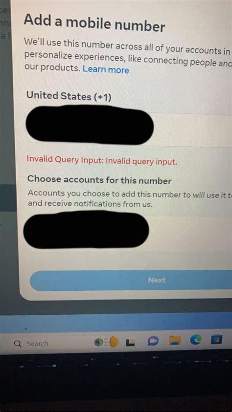 It Wont Let Me Add My Phone Number “invalid Query Input” Rinstagram