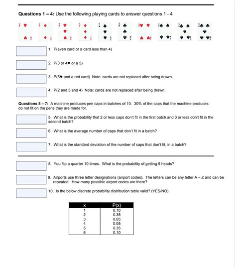 solved questions 1 4 use the following playing cards to