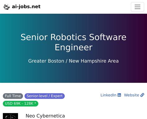 Hiring Senior Robotics Software Engineer In Greater Boston New