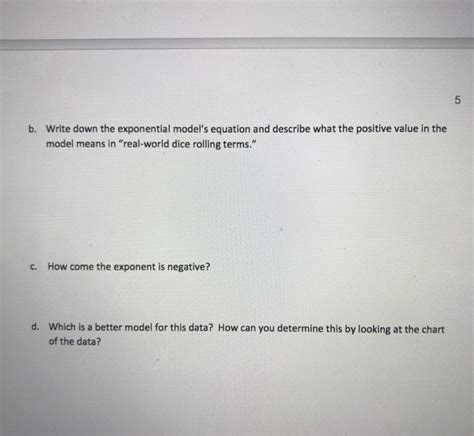 Solved B Write Down The Exponential Model S Equation And Chegg Com