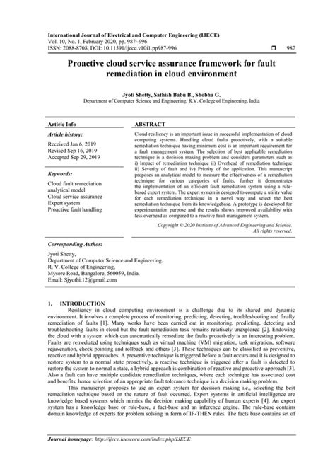 Proactive Cloud Service Assurance Framework For Fault Remediation In Cloud Environment Pdf