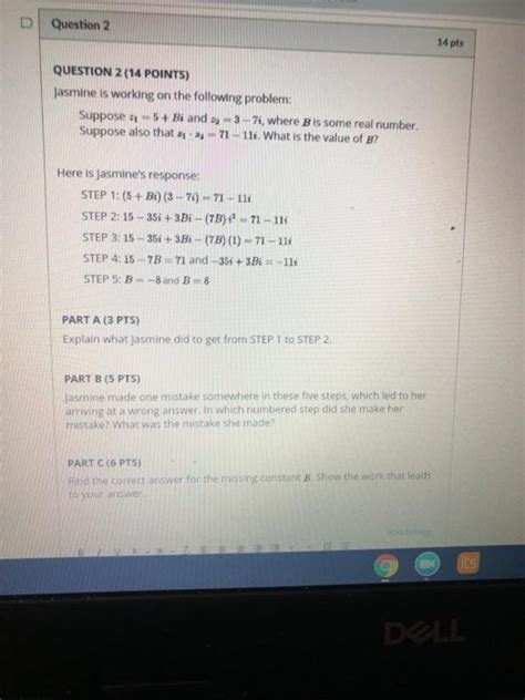 Solved D Question 2 14 Pts Question 2 14 Points Jasmine Is