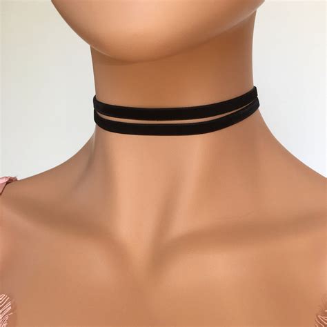 Double Layered Black Velvet Choker Necklace Simple Lolita Choker