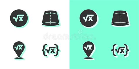 Set Square Root Of X Glyph And Geometric Figure Icon Vector Stock