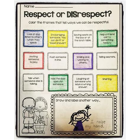 Respect Vs Disrespect Worksheets