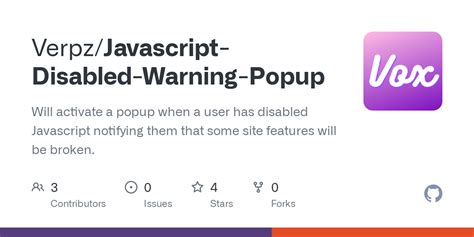 Github Verpzjavascript Disabled Warning Popup Will Activate A Popup