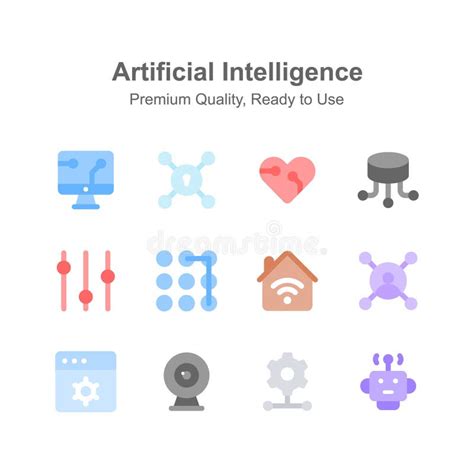 Well Designed Artificial Intelligence Icons Set Stock Vector