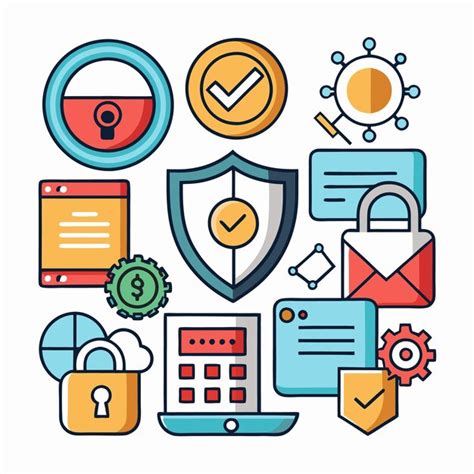 Colorful Icons Of Security And Data Protection Premium Ai Generated Vector