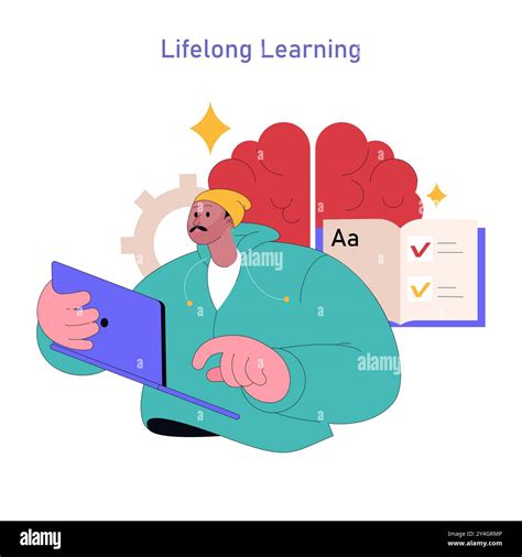Lifelong Learning concept. An adult engaged in continuous education ...