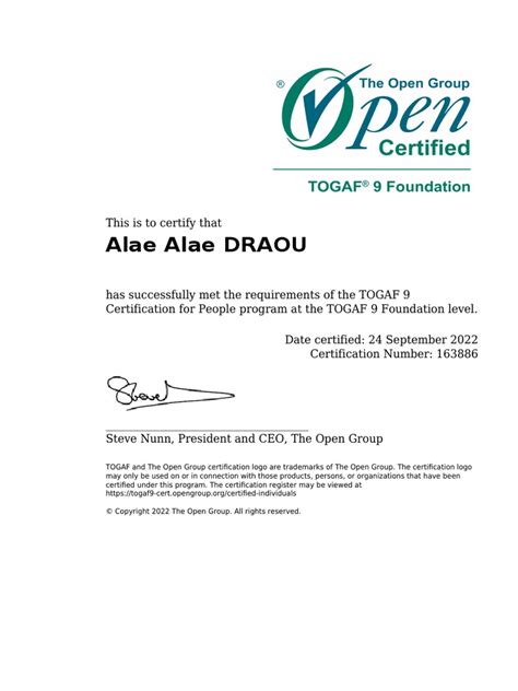 Togaf® 9 Certification Certificate 1 Pdf
