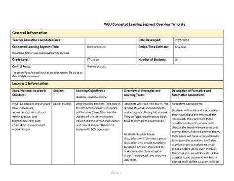 WGU D165 Task 2 Learning Segment WGU Connected Learning Segment Overview Template General