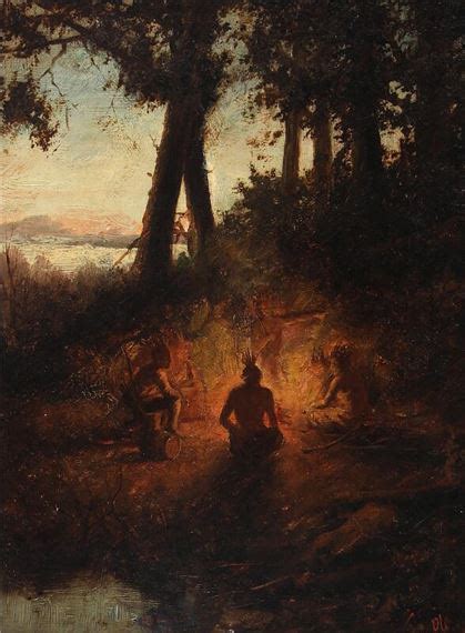 James Andrew Mccolvin Campfire Scene With Native Americans Mutualart