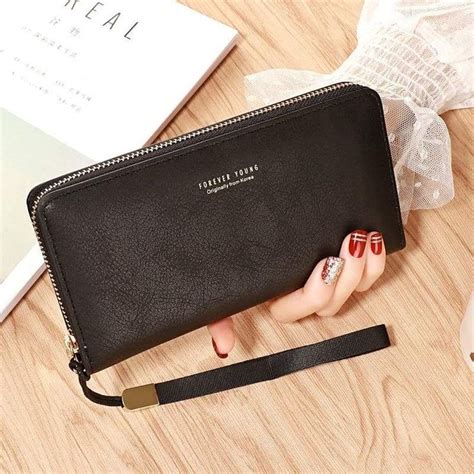 Pu Leather Wallet Long Purse For Women Black Wallets For Women