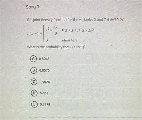 Solved The Joint Density Function For The Variables X And Y Chegg