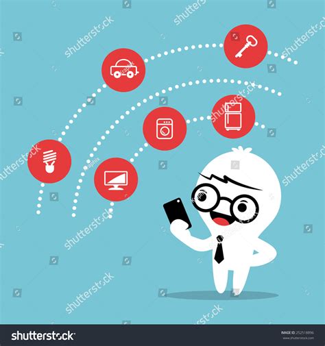 Internet Things Iot Concept Cartoon Illustration Stock Vector Royalty Free 252518896