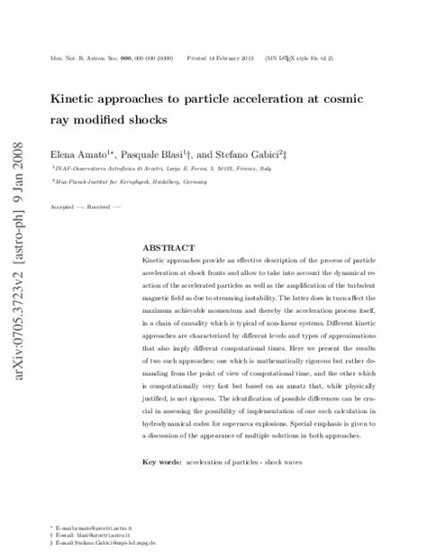 Pdf Kinetic Approaches To Particle Acceleration At Cosmic Ray
