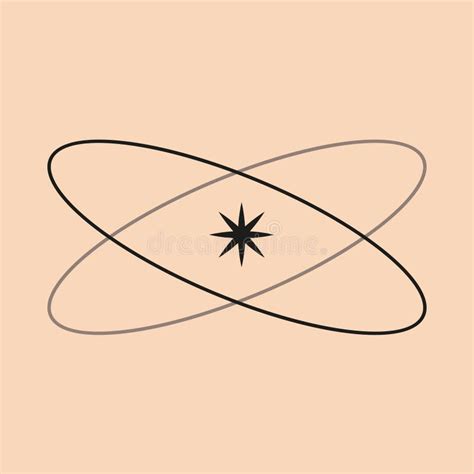 Atom With Elliptical Orbits Line Icon Atomic Energy Concept Vector